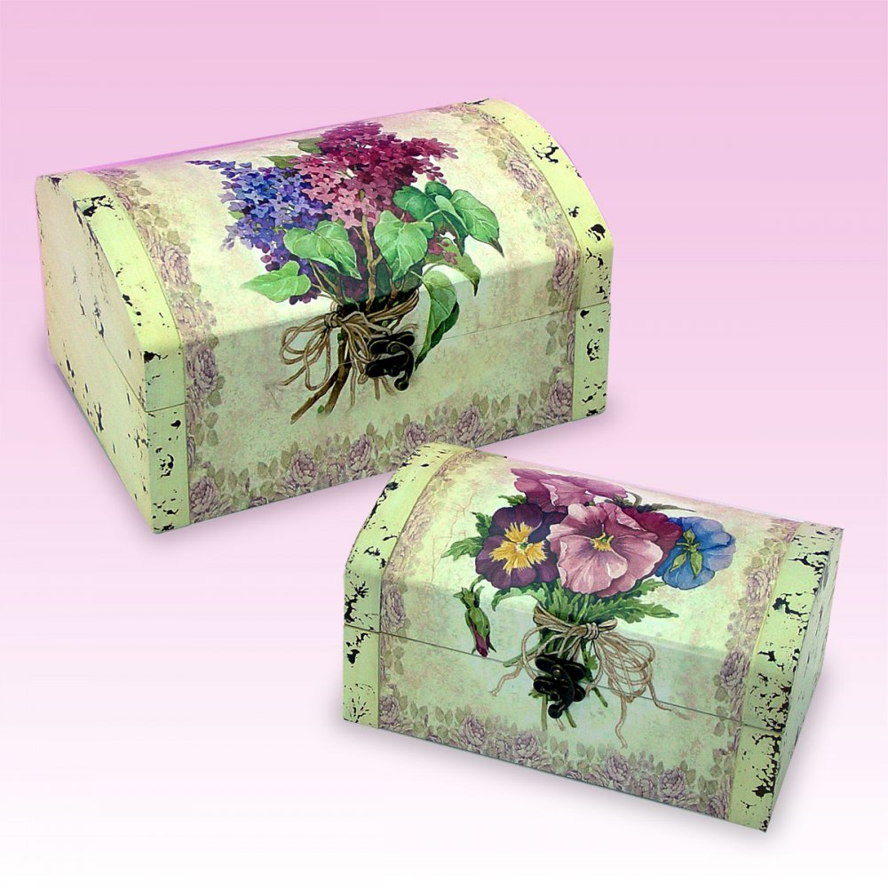 WOODEN BOXES - CHEST STYLE - FLORAL - SET | Gifts Ideas for Him & Her ...